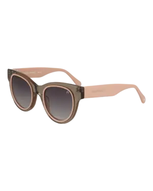 Dolores Promesas Oval Transparent Gray Glasses With Pink Rim - Grey