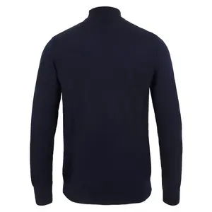 PAUL JAMES KNITWEAR Extra Fine Merino Wool Mock Neck Jumper - Blue