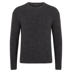 PAUL JAMES KNITWEAR Sheepsoft British Wool Byroon Fisherman Rib Knit Jumper Charcoal - Grey