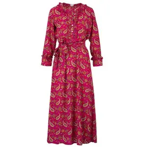 AT LAST... Meg Midi Dress In Hot Paisley - Pink