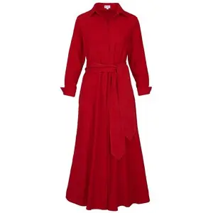 AT LAST... Marigold Corduroy Shirt Dress - Red