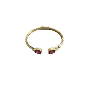 Saachi Gemstone Bangle Metal Bracelet - Red