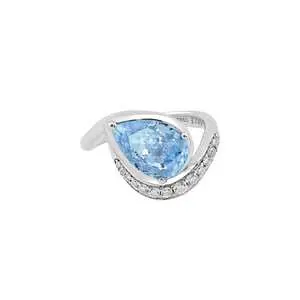 Arte Madrid Sierra Pavé Contour Pear-shaped Solitaire Ring Aquamarine - Blue