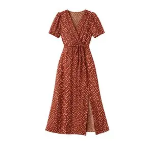 YUMI Spot Wrap Midi Dress