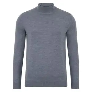 PAUL JAMES KNITWEAR Extra Fine Merino Wool Mock Neck Jumper - Grey