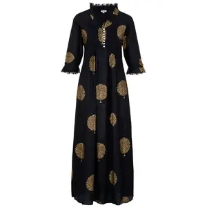 AT LAST... Cotton Annabel Maxi Dress In Midnight