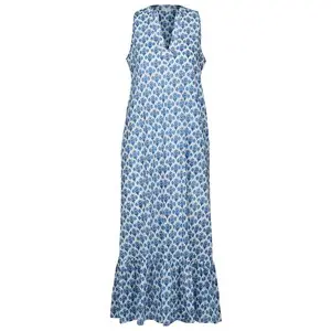 AT LAST... Blue Thistle Print Midi Dress - Blue/white