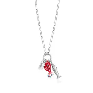 THE PHEIA Mixed Charm Necklace – Fish, Lucky, Net Fish - Silver