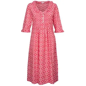 AT LAST... Cotton Karen Floral Print Midi Dress - Orange