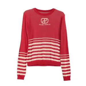 Dolores Promesas Garnet Striped Knitted Sweater - Red