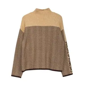 Dolores Promesas Eva Beige And Printed Sweater - Brown