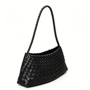 RIMINI Weaving Eco Leather Bag 'erica' Black - Brown