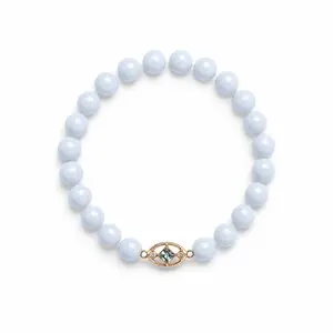INARI JEWELLERY Angelite Bracelet With Topaz Portrait Charm - Blue