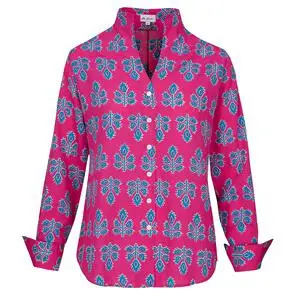 AT LAST... Chelsea Shirt In Pink & Thistle - Blue