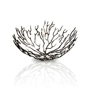 MARLETH Large Brass Branch Bowl In Dark Finish - Black