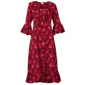 AT LAST... Felicity Midi Dress In Winter Berry - Red