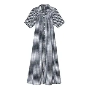 SUNSHINE TIENDA Gingham Puff Sleeve Maxi Dress