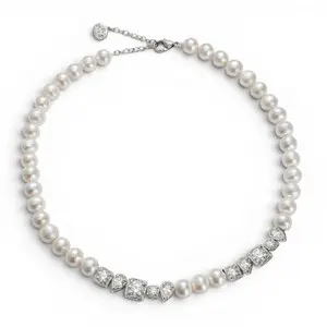 MARTINA ROZENBERG SMIRA JEWELRY Freshwater Pearl And Cubic Zirconia Necklace - Silver