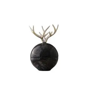 MARLETH Black / Silver Black Marble Sphere With Antler Detail - Black/silver