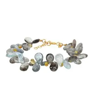 LORI KAPLAN DESIGN Blue / Gold / Yellow Moss Aquamarine Yellow Sapphire Gold Bracelet - Blue/gold/yellow