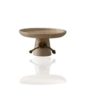 MARLETH Neutrals / Beige Marble Pedestal Stand With Rope Detail - Brown
