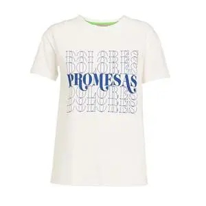 Dolores Promesas Cotton T-shirt With Lettering Detail - White