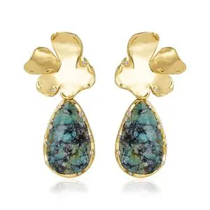 RARE MATTERS JEWELRY African Turquoise Drop Earrings - Blue