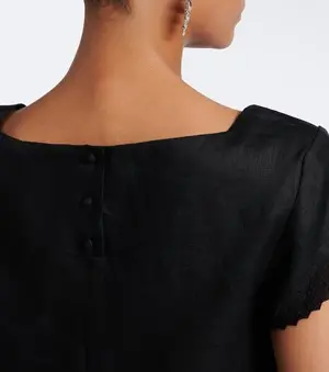 Posse Alfie Cropped Embroidered Linen Top