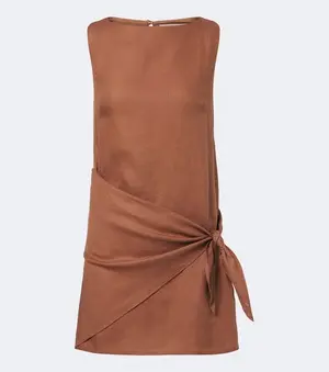Faithfull The Brand Souline Draped Linen Minidress - Brown