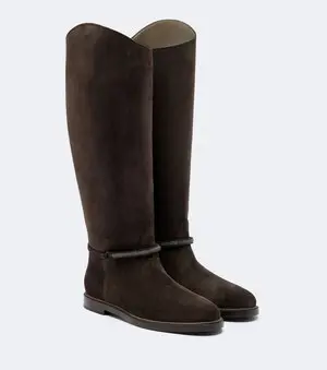 Brunello Cucinelli Monili Suede Knee-high Boots - Brown