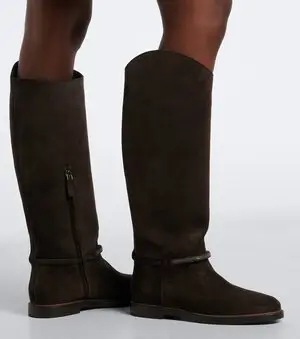Brunello Cucinelli Monili Suede Knee-high Boots