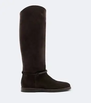 Brunello Cucinelli Monili Suede Knee-high Boots - Brown