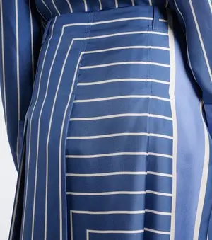 TOD'S Striped Silk Midi Skirt