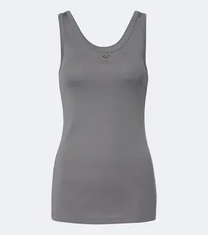 Prada Ribbed-knit Cotton Tank Top - Grey