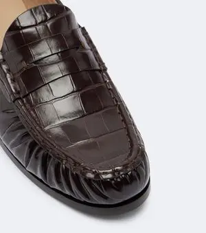Max Mara Croc-effect Leather Penny Loafers