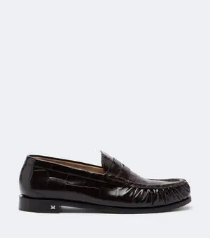 Max Mara Croc-effect Leather Penny Loafers