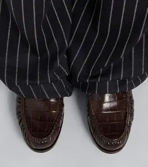 Max Mara Croc-effect Leather Penny Loafers