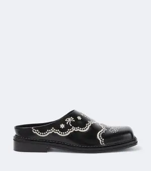 Simone Rocha Embroidered Floral Leather Mules