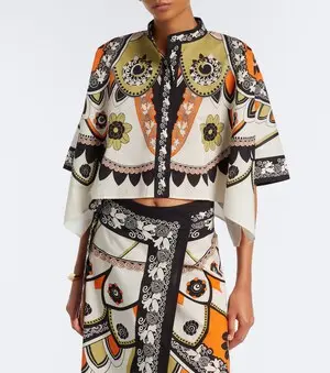 La DoubleJ Printed Cropped Cotton Shirt