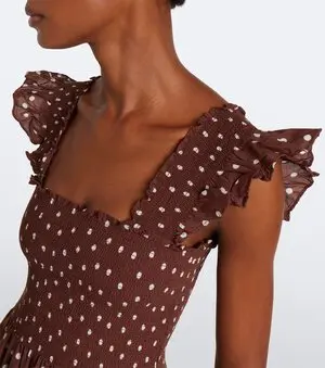 Rixo Kendall Polka Dot Cotton Midi Dress - Brown