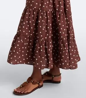 Rixo Kendall Polka Dot Cotton Midi Dress - Brown