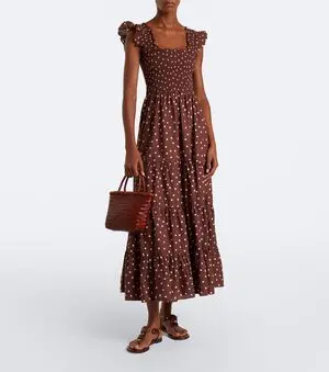 Rixo Kendall Polka Dot Cotton Midi Dress - Brown