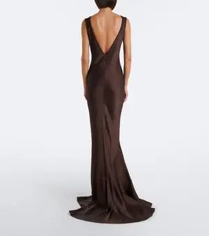 Max Mara Open-back Satin Maxi Dress