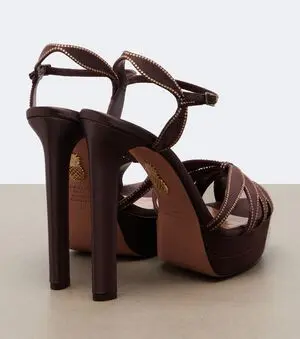 AQUAZZURA Soulmate Crystal Satin Platform Sandals
