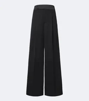 Saint Laurent Pleated Wool Wide-leg Pants - Black