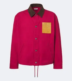Loewe Suede-trimmed Cotton Canvas Jacket - Red