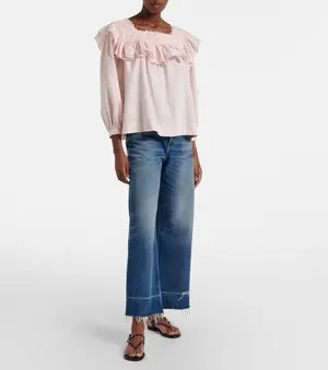 Chloé Ruffled Lace-trimmed Cotton Blouse