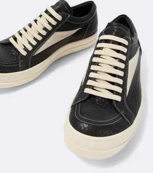Rick Owens Leather Sneakers With Suede Trim - Black