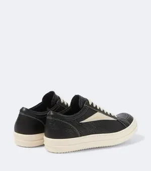 Rick Owens Leather Sneakers With Suede Trim - Black