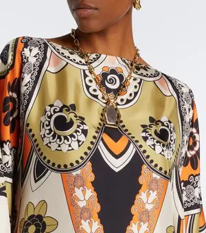 La DoubleJ Draped Printed Silk Twill Top